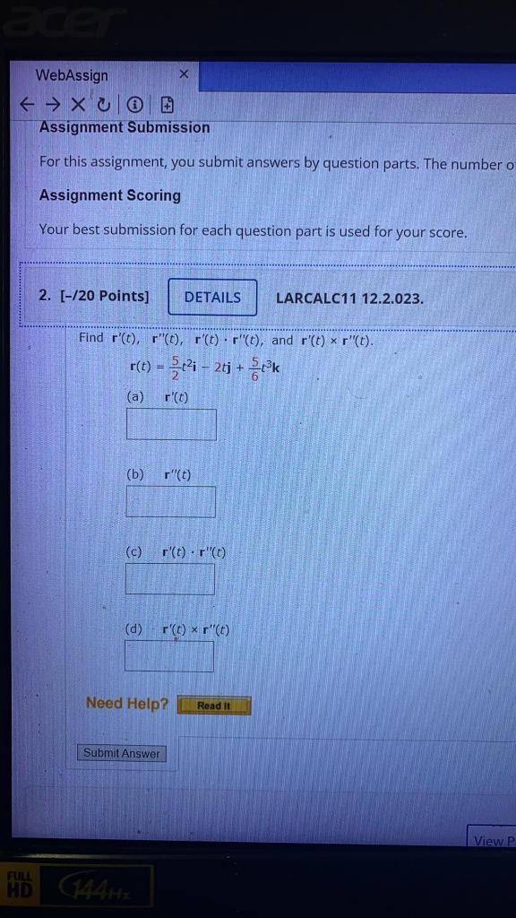 Solved X WebAssign « » X 0 @ 6 Assignment Submission For | Chegg.com