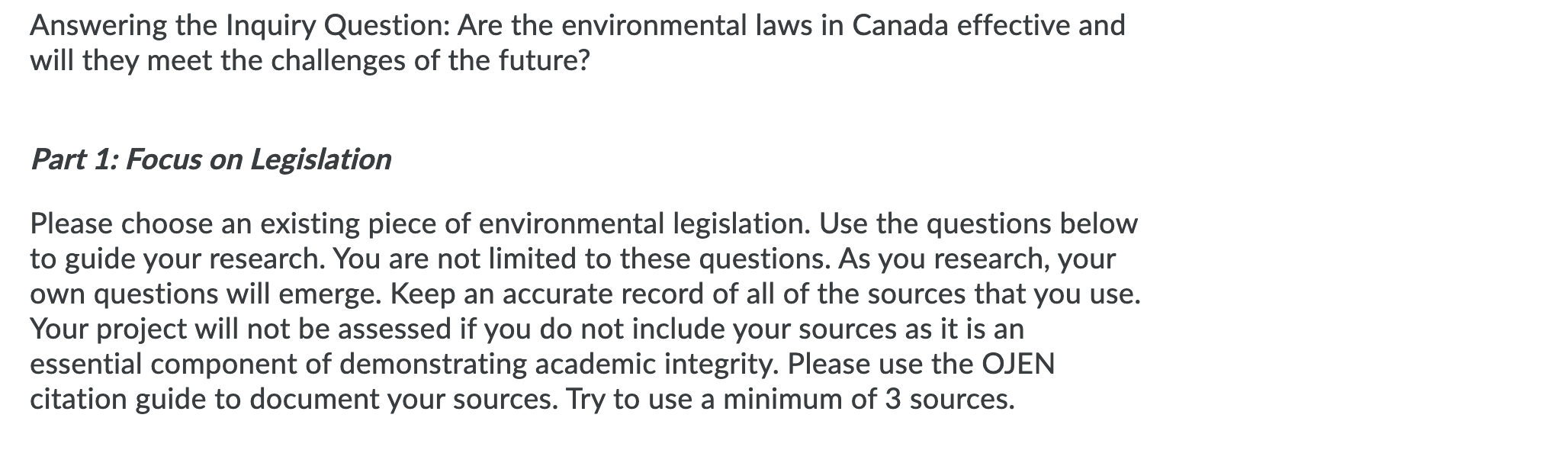 Answering the Inquiry Question: Are the environmental | Chegg.com