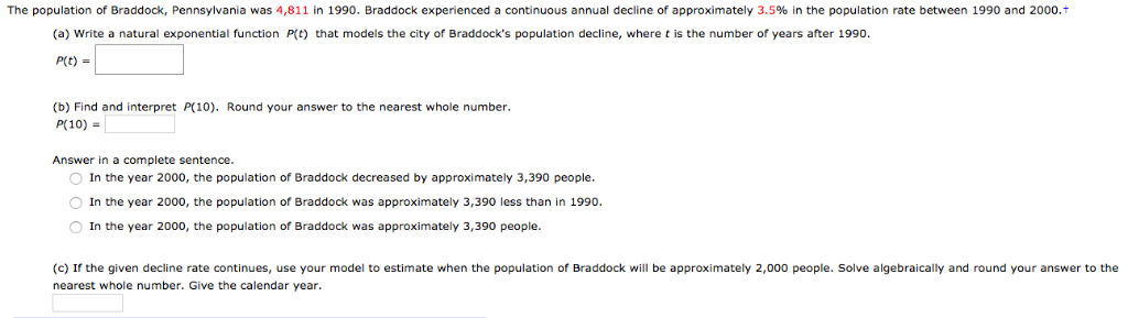 Solved The population of Braddock, Pennsylvania was 4,811 in | Chegg.com