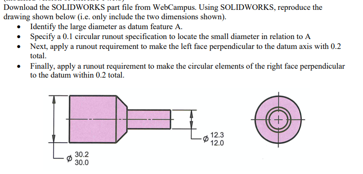 Solved Download the SOLIDWORKS part file from WebCampus. | Chegg.com