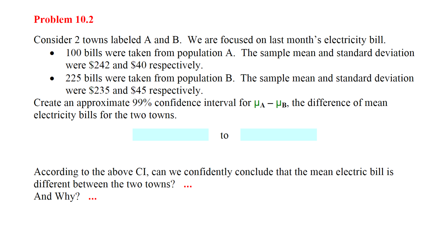 Solved Consider 2 towns labeled A and B. We are focused on | Chegg.com