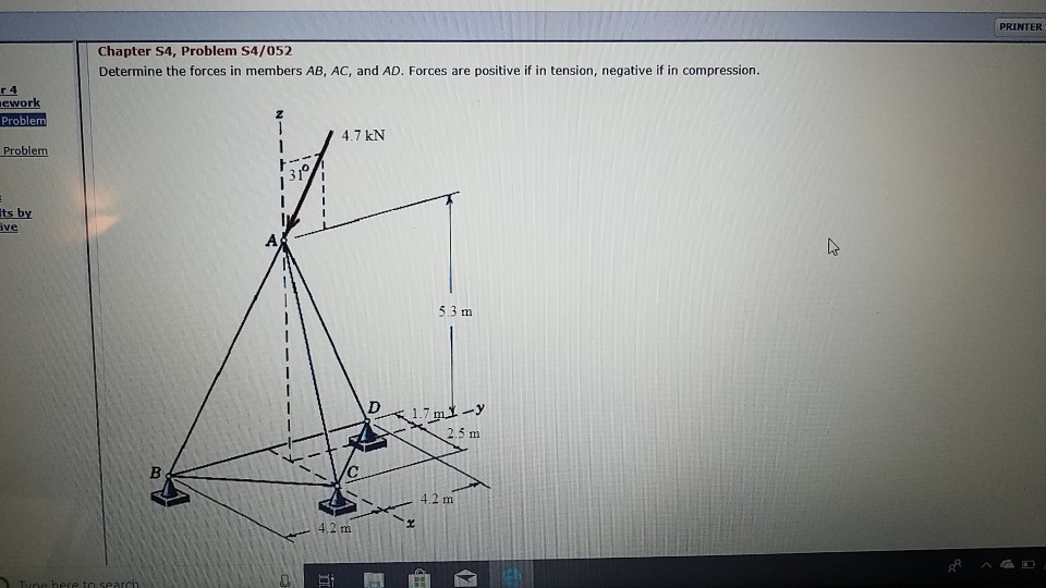 Solved PRINTER Chapter S4, Problem S4/052 Determine the | Chegg.com