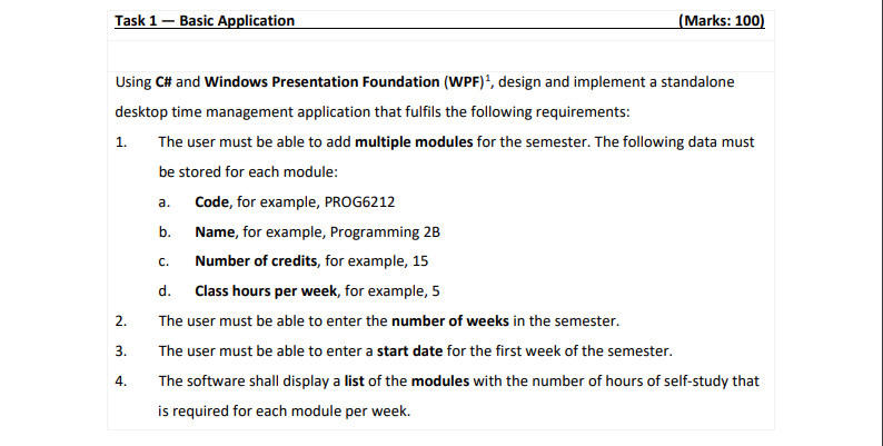 Solved Task 1 – Basic Application (Marks: 100) 1. a. Using | Chegg.com