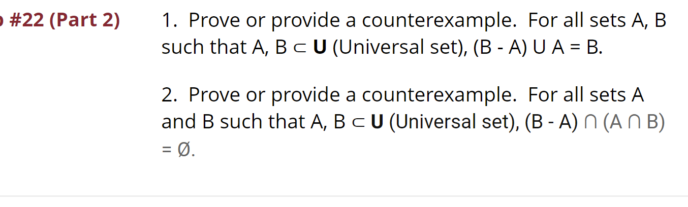 Solved #22 (Part 2) 1. Prove or provide a counterexample. | Chegg.com