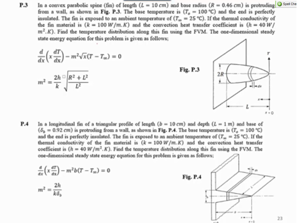 P.3 In a convex parabolic spine (fin) of length (2-10 | Chegg.com