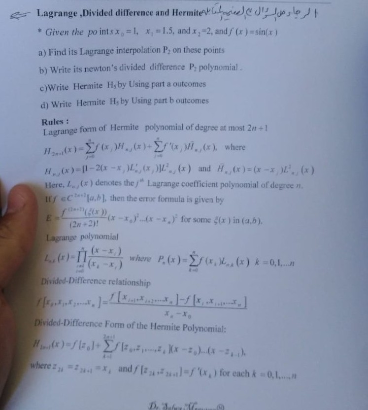 Solved er Lagrange ,Divided difference and Hermitewatnejed, | Chegg.com