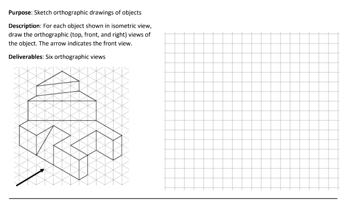 Solved Purpose: Sketch orthographic drawings of objects | Chegg.com