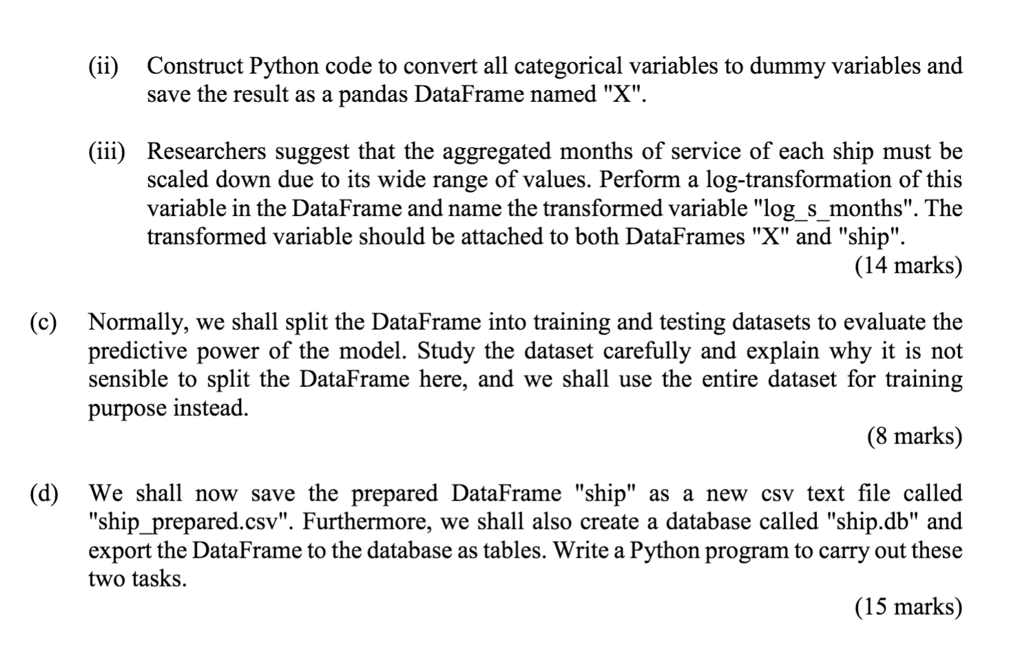 Solved Question 1 Prepare the ship data stored in "ship.csv" | Chegg.com