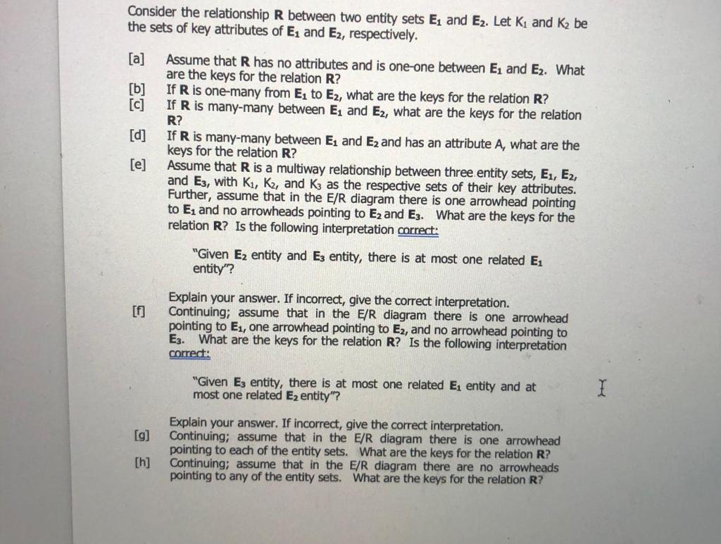 Solved Consider the relationship R between two entity sets | Chegg.com