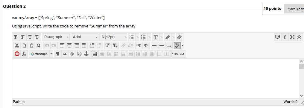 Solved Question 2 10 Points Save Answ Var Myarray 