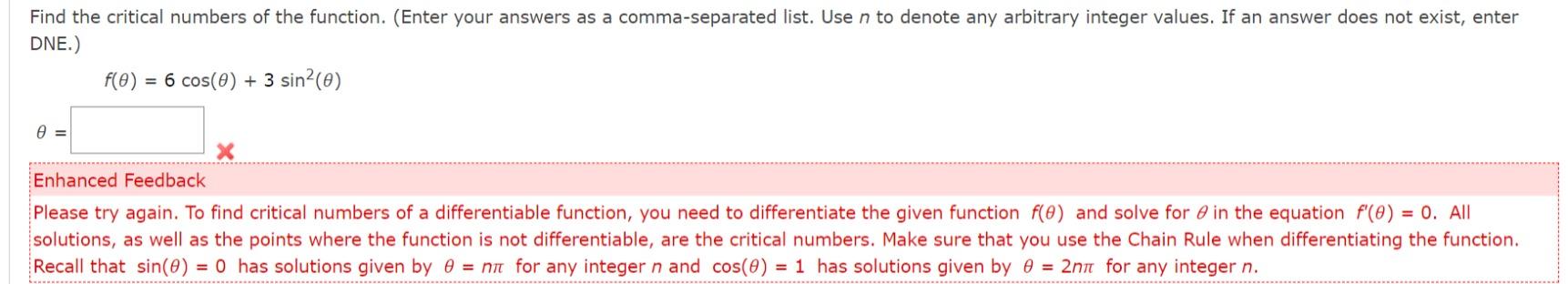 Solved Find the critical numbers of the function. (Enter | Chegg.com
