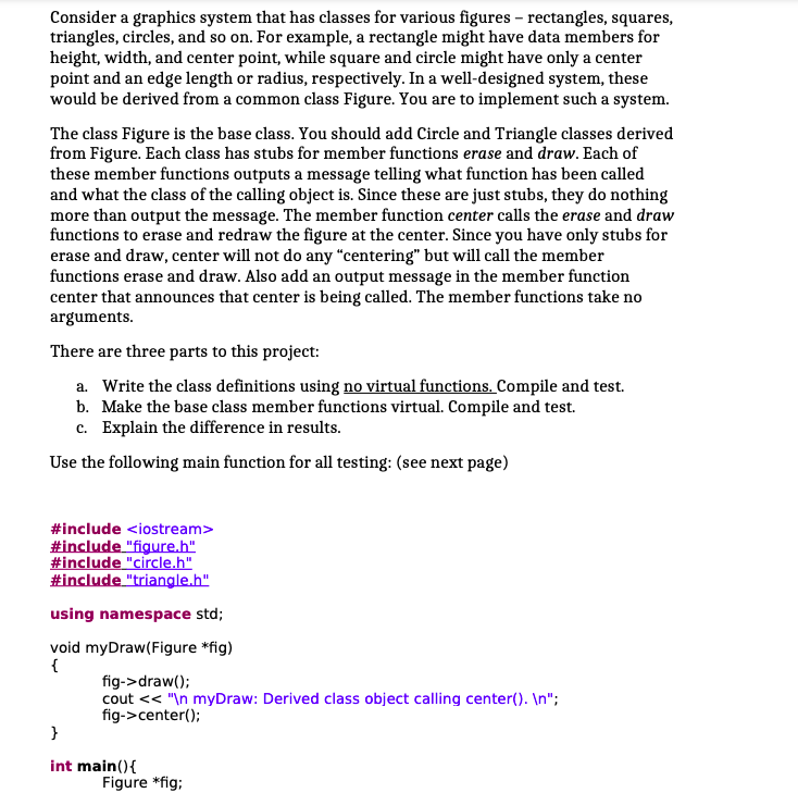Solved Exercise 2 - PolymorphismConsider a graphics system | Chegg.com