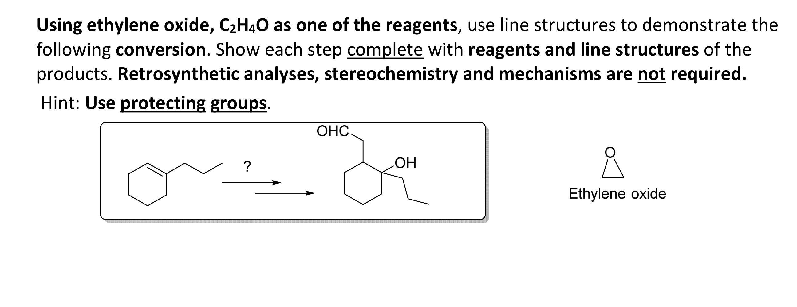 Solved Using ethylene oxide, C2H40 as one of the reagents, | Chegg.com
