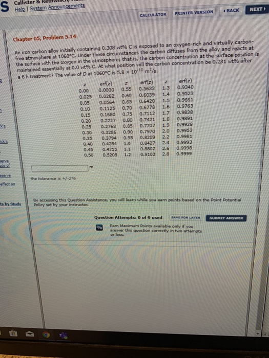 Solved Callister & Retwist Hele System Announcements NEXT | Chegg.com