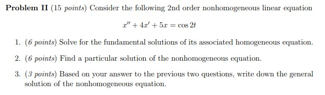 Solved Problem II (15 points) Consider the following 2nd | Chegg.com