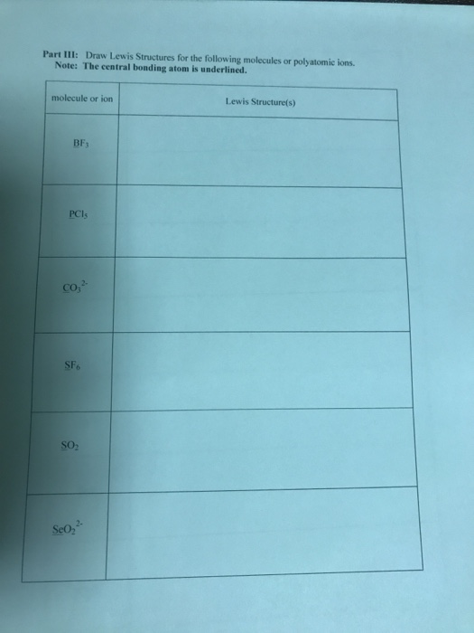 Solved Chemistry 40 Experiment 13: Lewis Structures (RS 13) | Chegg.com