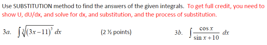 Solved For 3a and 3b use the substitution method. | Chegg.com