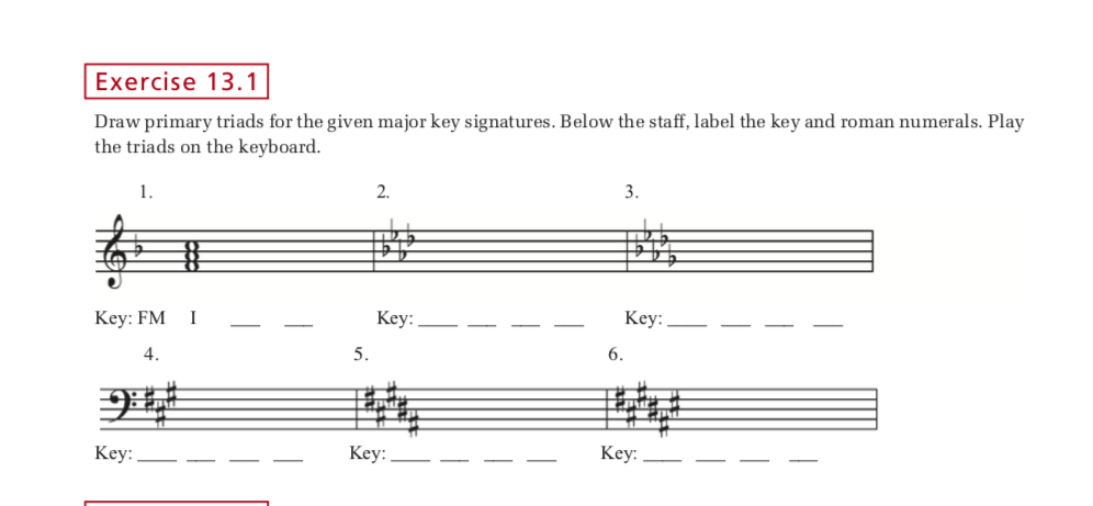 Solved Exercise 13.1 Draw primary triads for the given major | Chegg.com