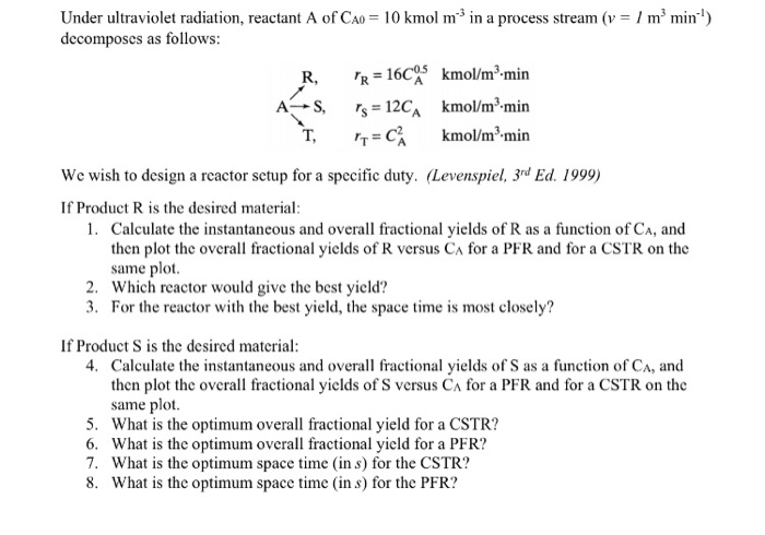 Solved Under ultraviolet radiation, reactant A of Cao 10 | Chegg.com