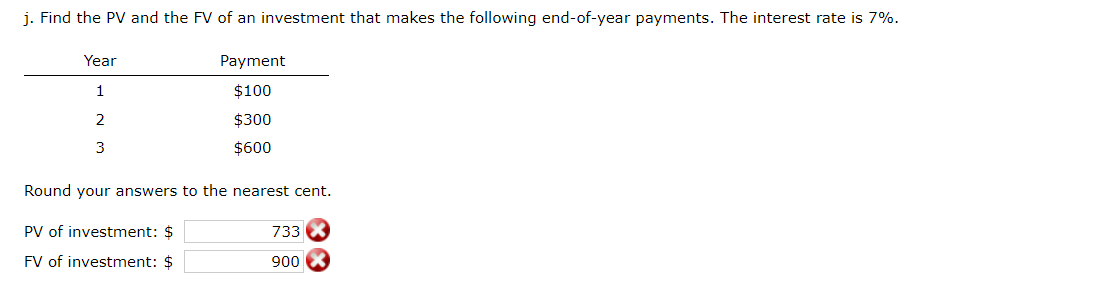 Solved Round your answers to the nearest cent. PV of | Chegg.com