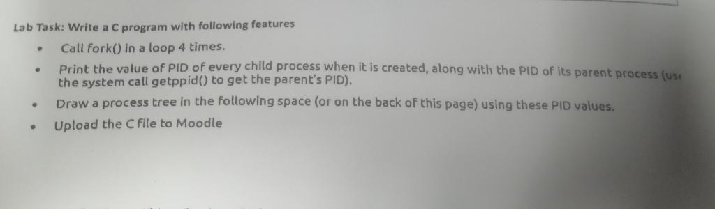 Solved Lab Task: Write a C program with following features - | Chegg.com