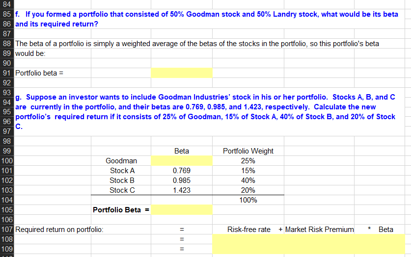 Solved Please only use excel formulas and show them so I can | Chegg.com