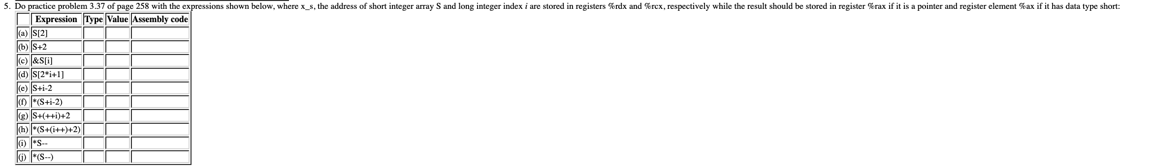 \begin{tabular}{|l|l|l|l} \hline Expression & Type | Chegg.com