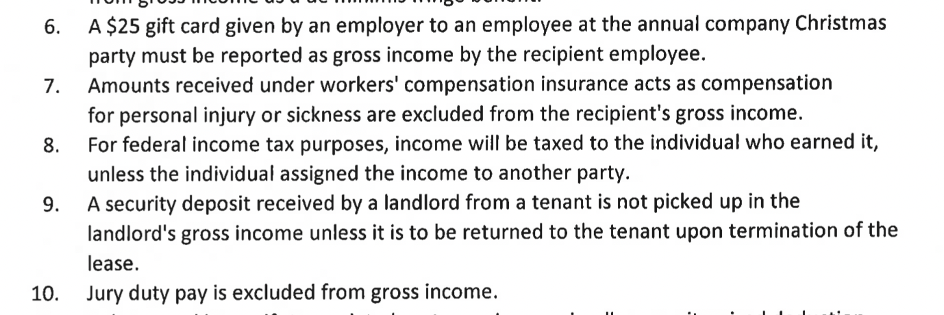 Solved 6. A $25 gift card given by an employer to an | Chegg.com