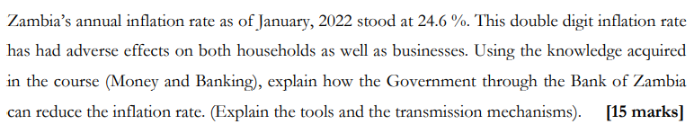 Solved Zambia's annual inflation rate as of January, 2022 | Chegg.com