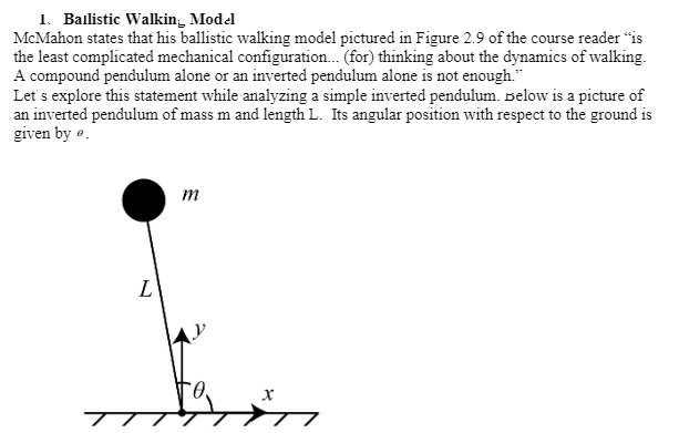 Solved 1. Ballistic Walkin bb Model McMahon states that his | Chegg.com