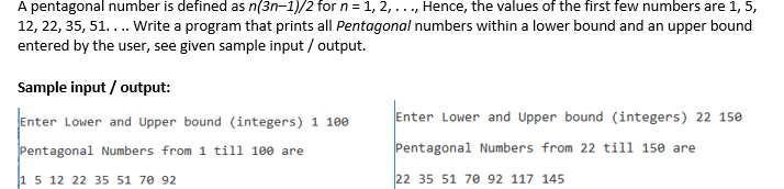 Solved A pentagonal number is defined as n(3n-1)/2 for n-1, | Chegg.com
