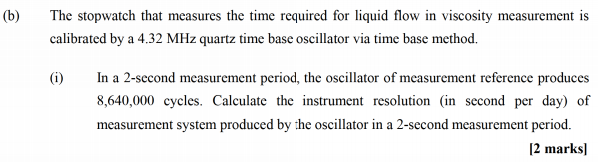 Solved (b) The stopwatch that measures the time required for | Chegg.com