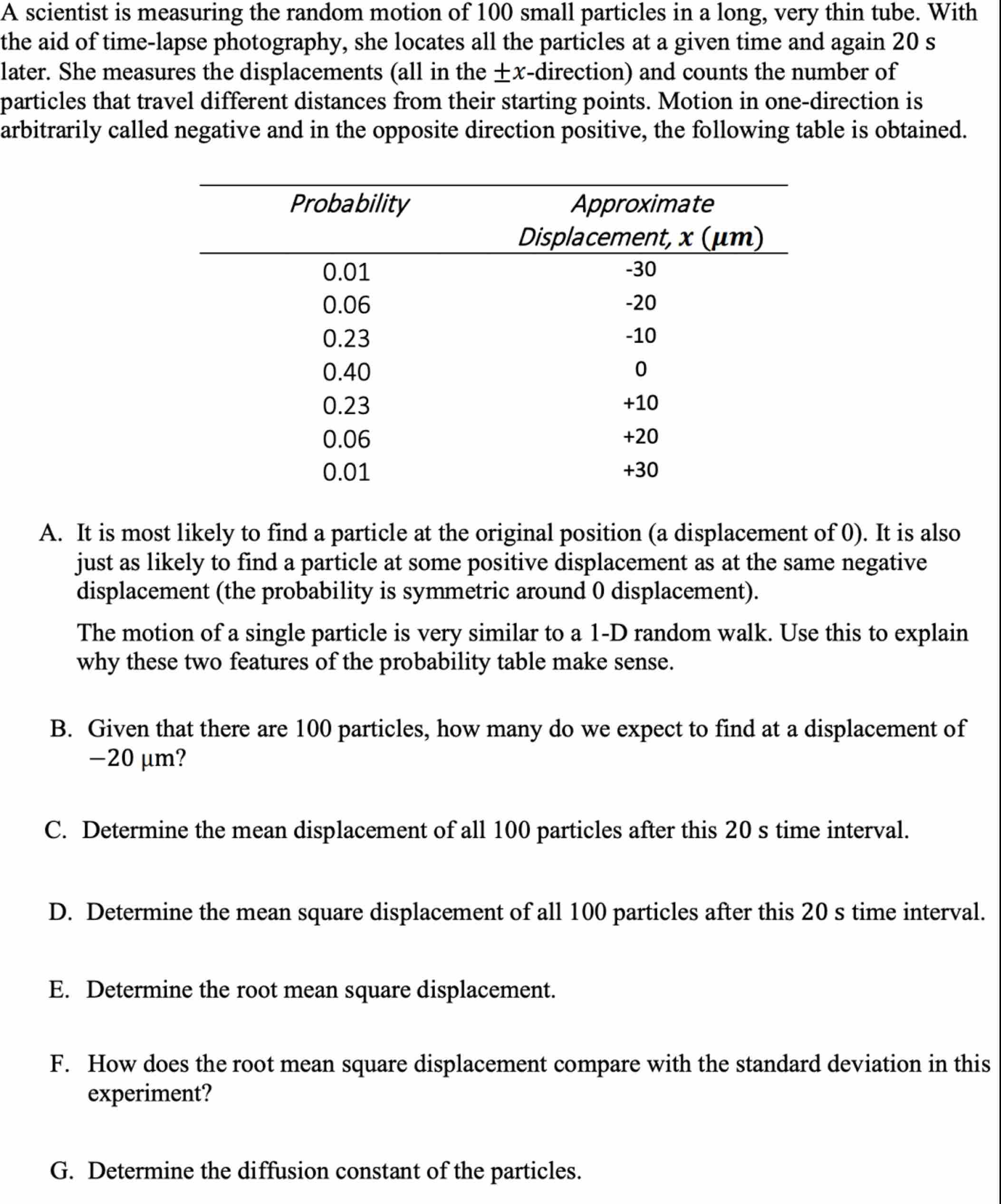 Solved A scientist is measuring the random motion of 100 | Chegg.com