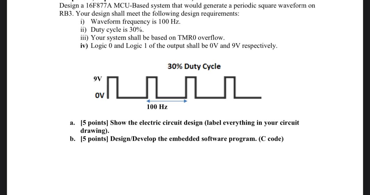 Design a 16F877A MCU-Based system that would generate | Chegg.com