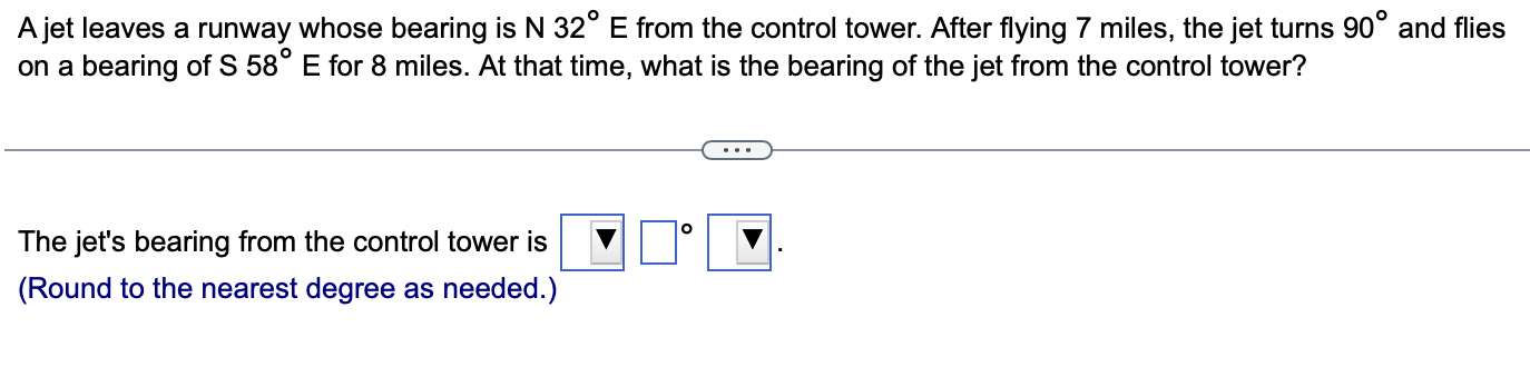 Solved A jet leaves a runway whose bearing is N32∘E from the | Chegg.com