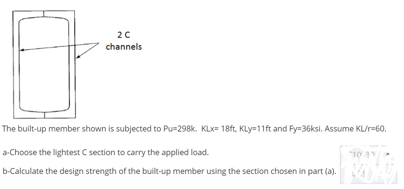 Solved 2 C channels The built-up member shown is subjected | Chegg.com