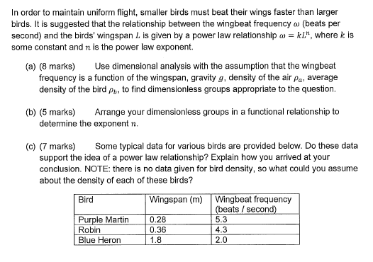 Solved In order to maintain uniform flight, smaller birds | Chegg.com