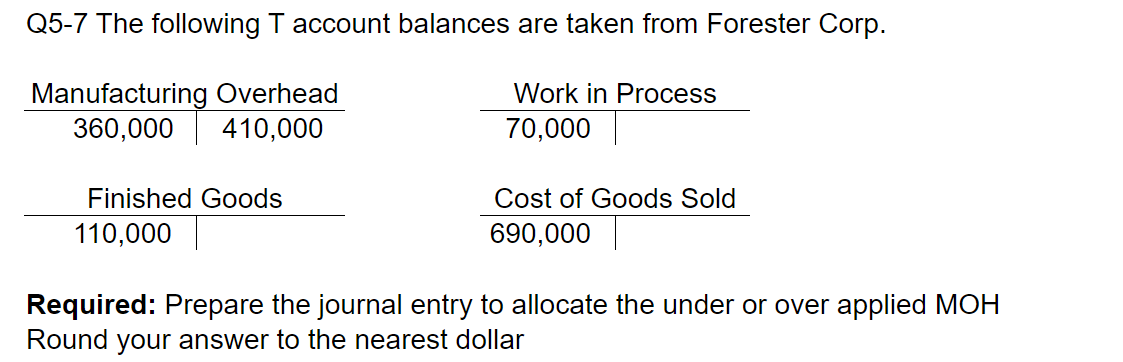 Solved Q5-7 The following T account balances are taken from | Chegg.com