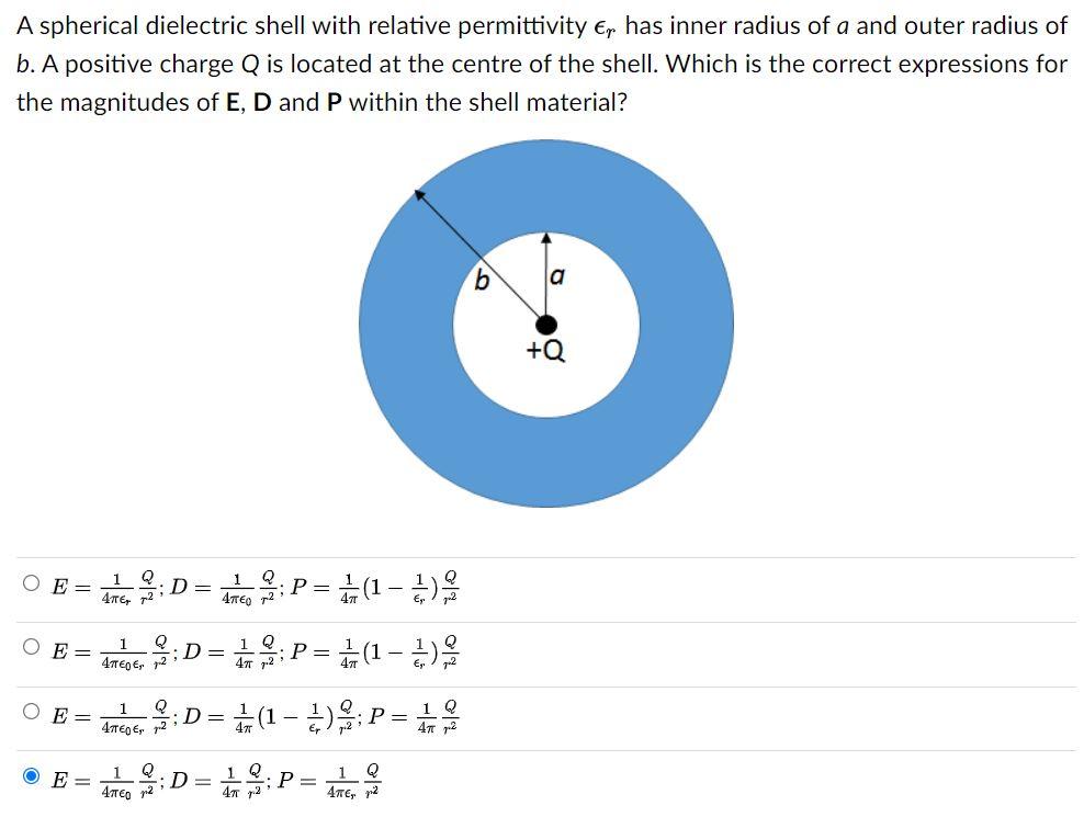 Solved A spherical dielectric shell with relative | Chegg.com