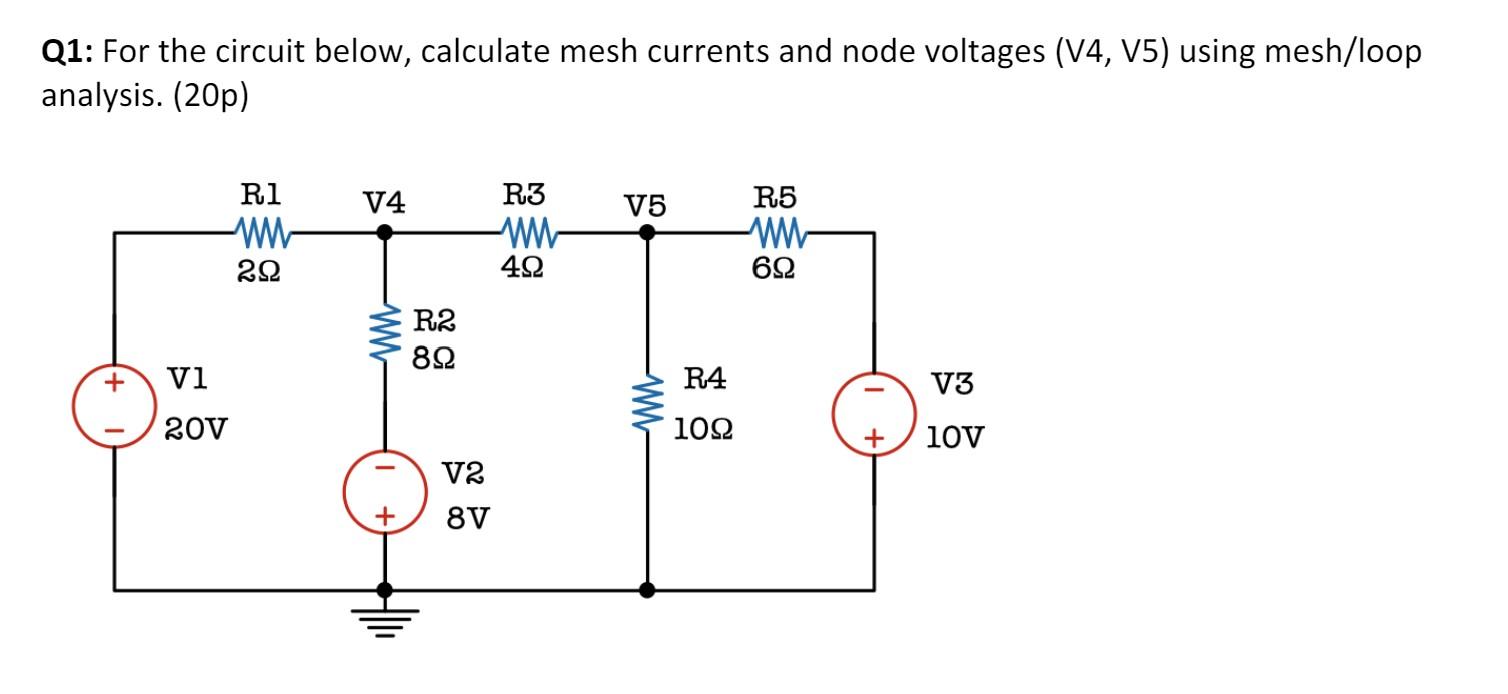 Solved Q1: For the circuit below, calculate mesh currents | Chegg.com
