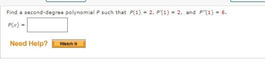 Solved Find a second-degree polynomial P such that | Chegg.com