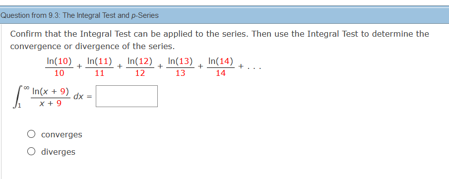 Solved Question from 9.3: The Integral Test and p-Series | Chegg.com
