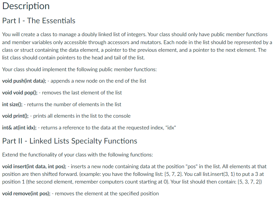 Solved Description Part 1 - The Essentials - You will create | Chegg.com