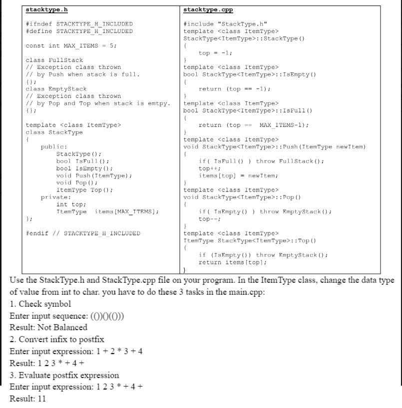 Solved stacktype. h stacktype.cpp #ifndef | Chegg.com