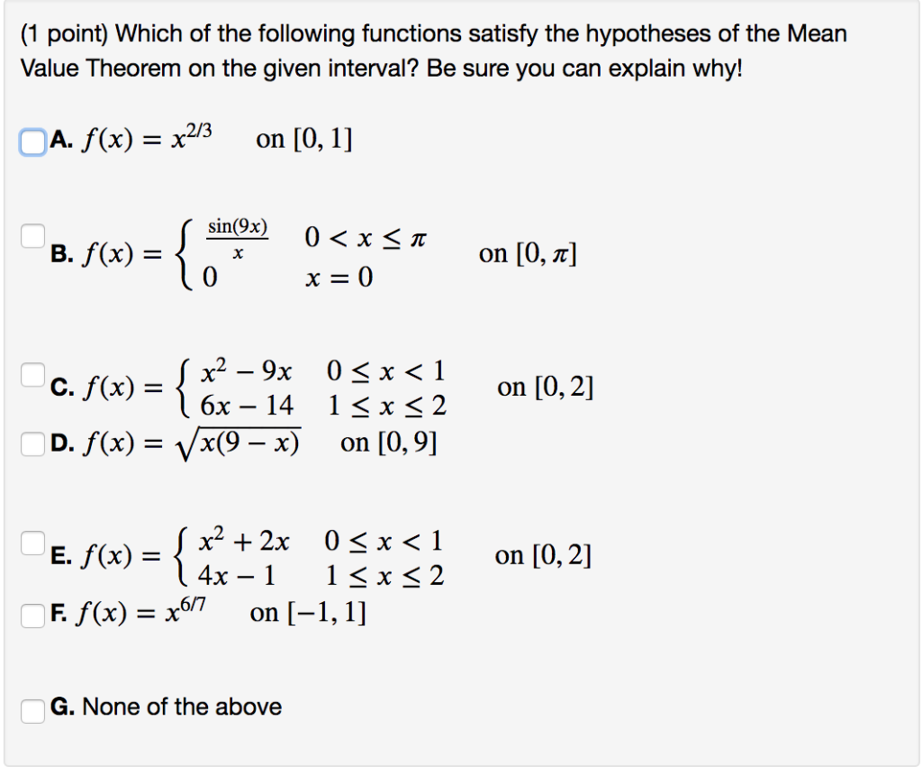 Solved Which of the following functions satisfy the | Chegg.com