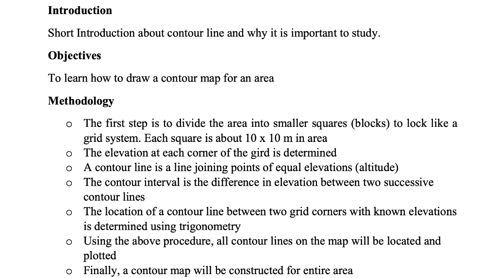 Solved Introduction Short Introduction about contour line | Chegg.com
