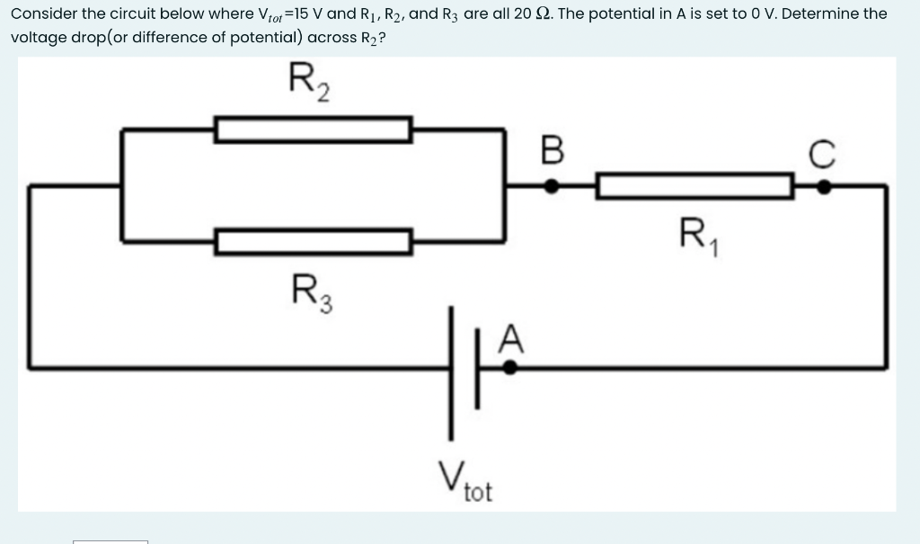 Solved Consider the circuit below where Vtot=15V and R1,R2, | Chegg.com