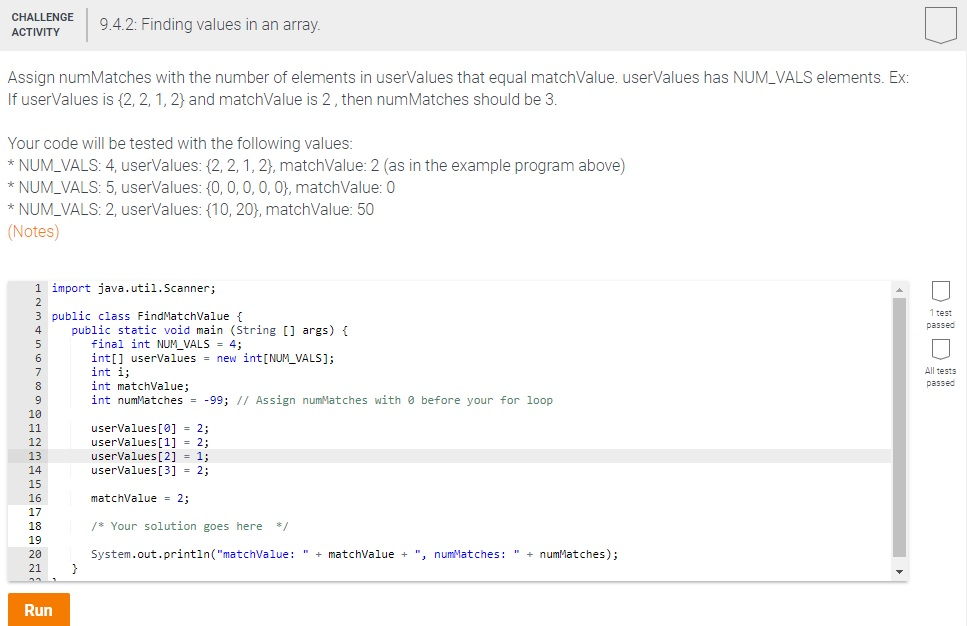 Solved Challenge 94 2 Finding Values In An Array Assign