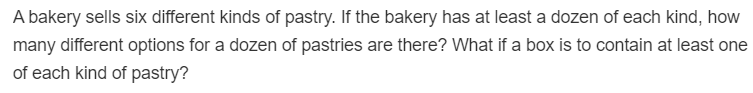Solved A bakery sells six different kinds of pastry. If the | Chegg.com