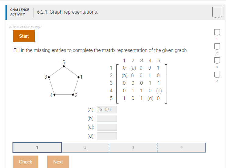 Solved CHALLENGE ACTIVITY 6.2.1: Graph representations. | Chegg.com Solved CHALLENGE ACTIVITY 6.2.1: Graph representations. | Chegg.com